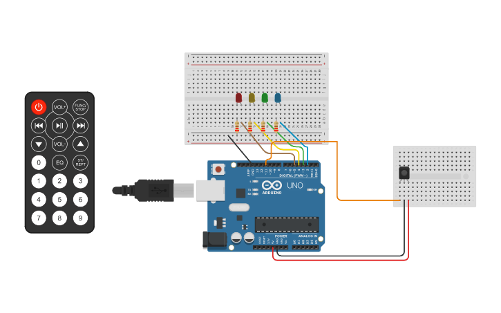Circuit design LED-IR remote - Tinkercad