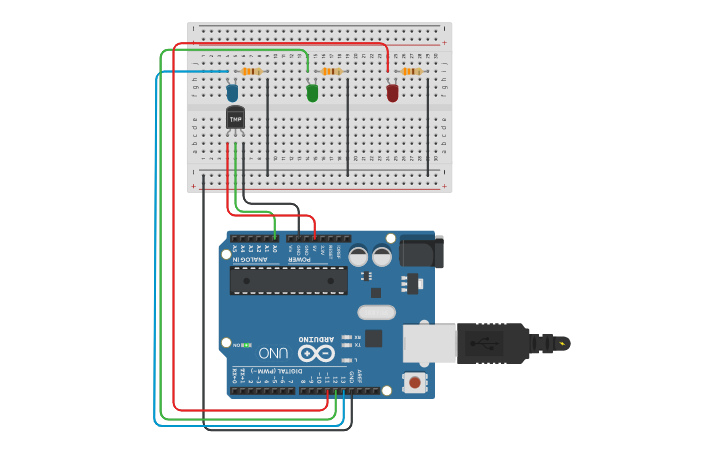 Circuit design VERIFICA: Sensore di temperatura (con ARDUINO) - Tinkercad