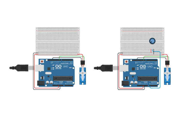 Circuit design Copy of 7. Sweep and Knob Servo Motor - Tinkercad