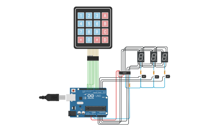 Circuit design 7-seg - Tinkercad