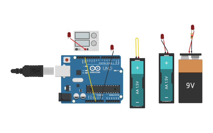 Circuit design Questão 9 do curso de Arduino POCA | Tinkercad
