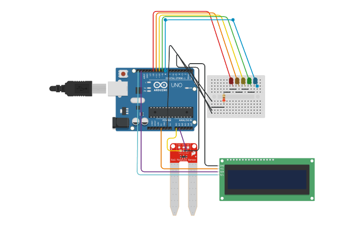 Circuit design Sensor de umidade do soo LCD - Tinkercad
