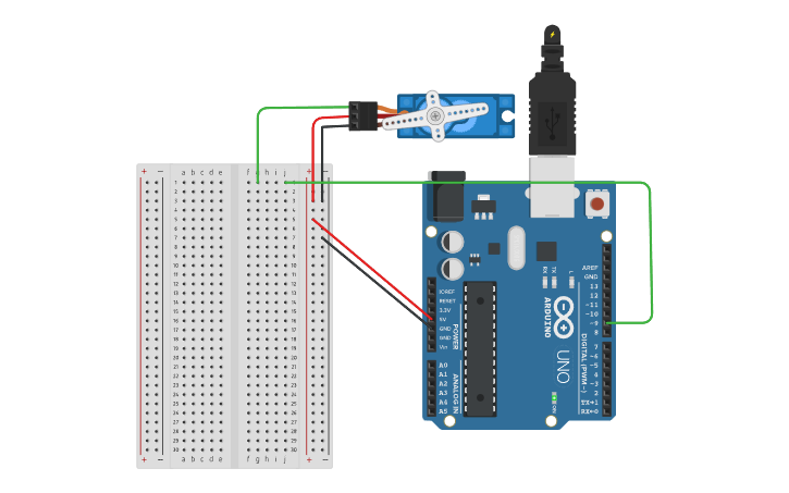 Circuit design Servomotor - Tinkercad