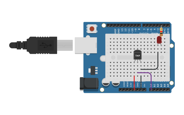 Circuit design temperature sensor - Tinkercad