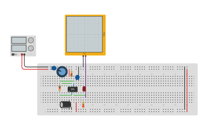Circuit design L19 NE555 Astable with variable time period - Tinkercad
