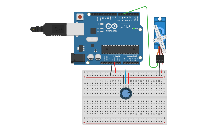 Circuit design Davi Novais, servomotor | Tinkercad