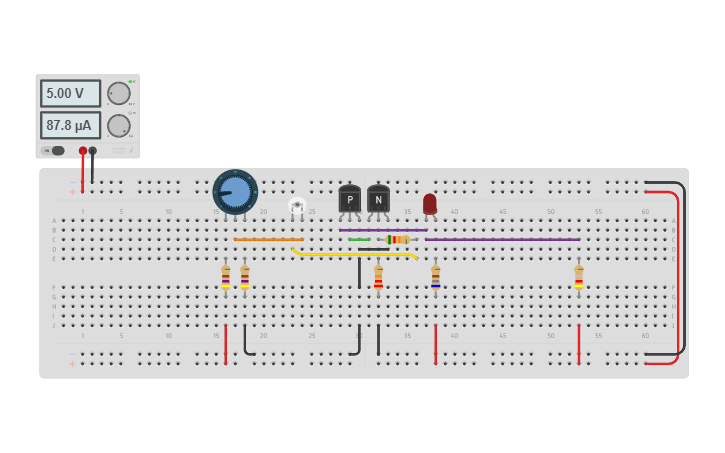 Circuit design Photo transistor réglable. OK. | Tinkercad