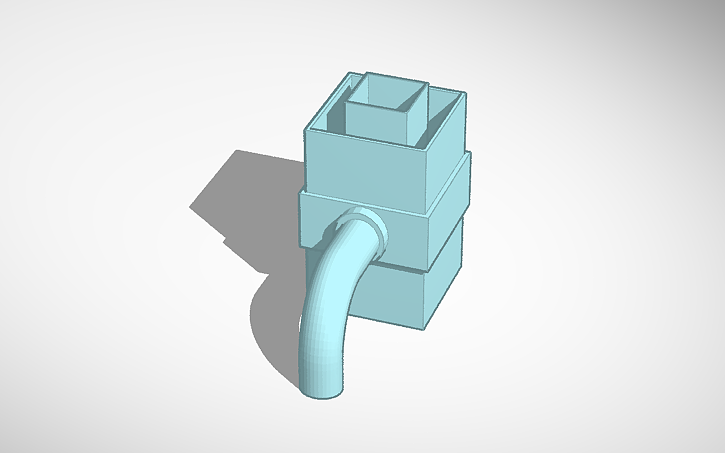 3D design rain catcher square for 65mm square v2 pipe - Tinkercad