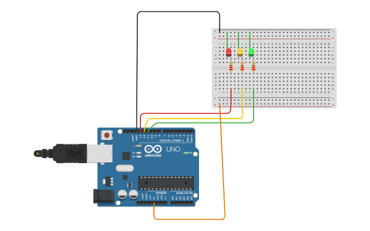 Circuit design Semáforo con Arduino | Tinkercad