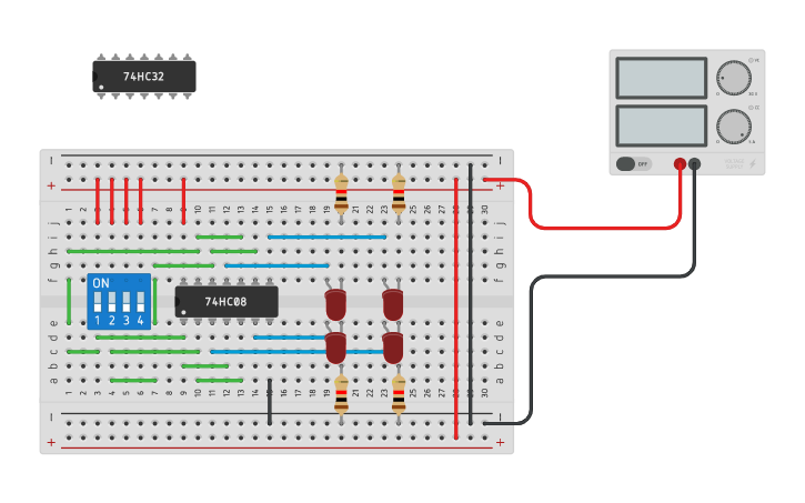 Circuit design Probador de compuertas AND, OR UJUR - Tinkercad