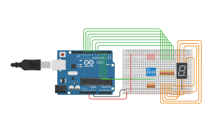 Circuit design Display 7seg DIP Switch - Tinkercad