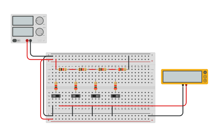 Circuit design R-2R DAC - Tinkercad