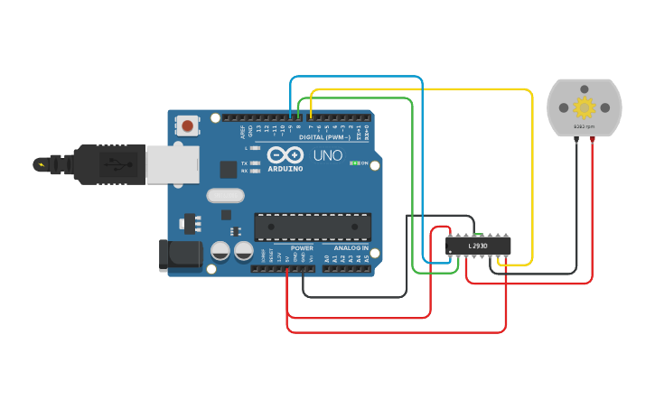 Circuit design Control de un Motor DC con un Módulo L298N - Tinkercad