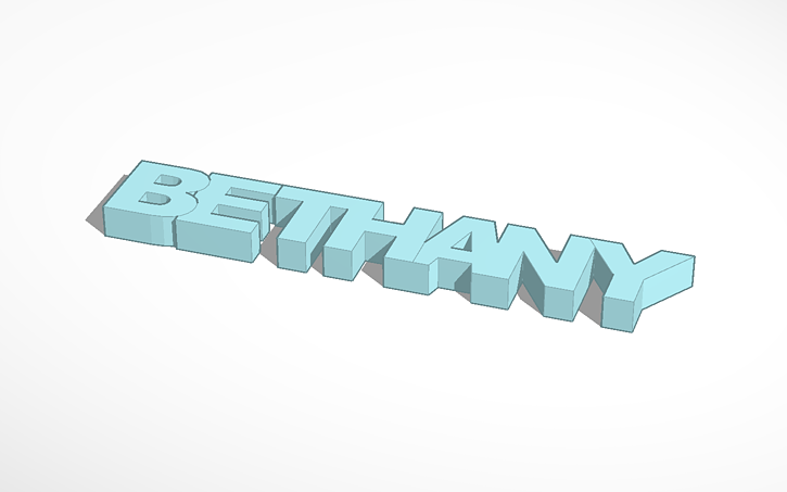 3D design Bethany name light blue - Tinkercad