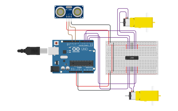 Circuit Design Obstacle Avoidance Robot Tinkercad