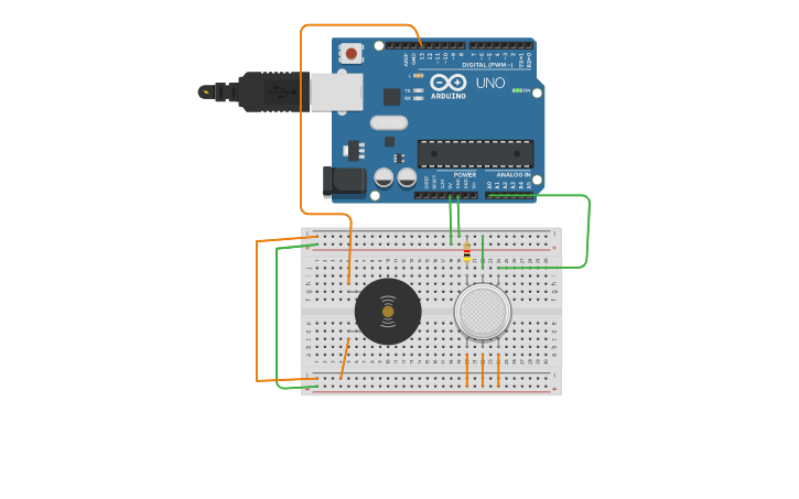 Circuit design sensor de gas | Tinkercad