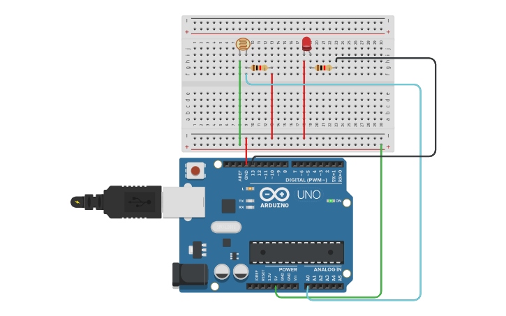 Circuit design photoresistor - Tinkercad