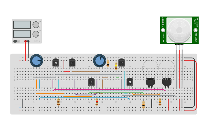 Circuit design Pir courant - Tinkercad