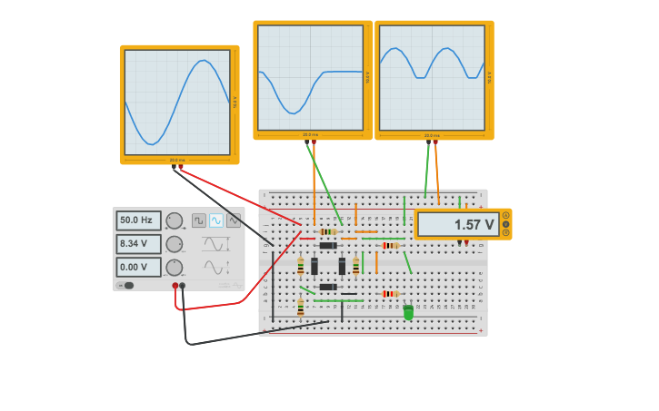 Circuit design Diode-Bridge-REC - Tinkercad