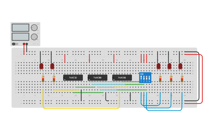 Circuit design Copy of Full-Adder circuit - Tinkercad