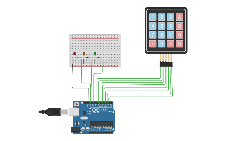 Circuit design Led + Keypad - Tinkercad