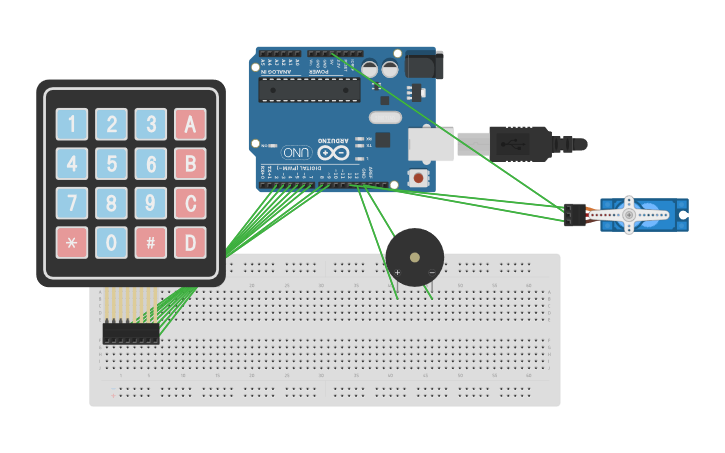 Circuit design Proyecto 1 Scape Room - Tinkercad