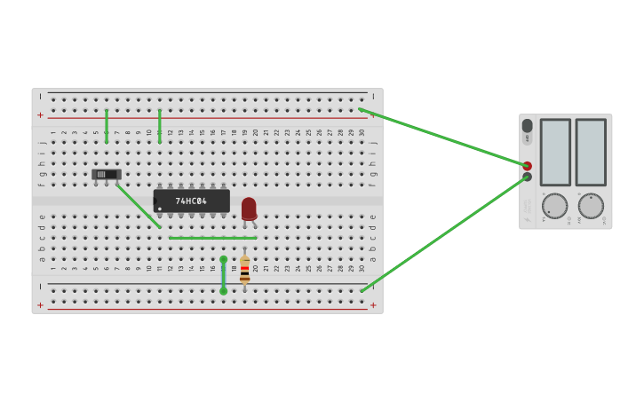 Circuit design NOT GATE - Tinkercad