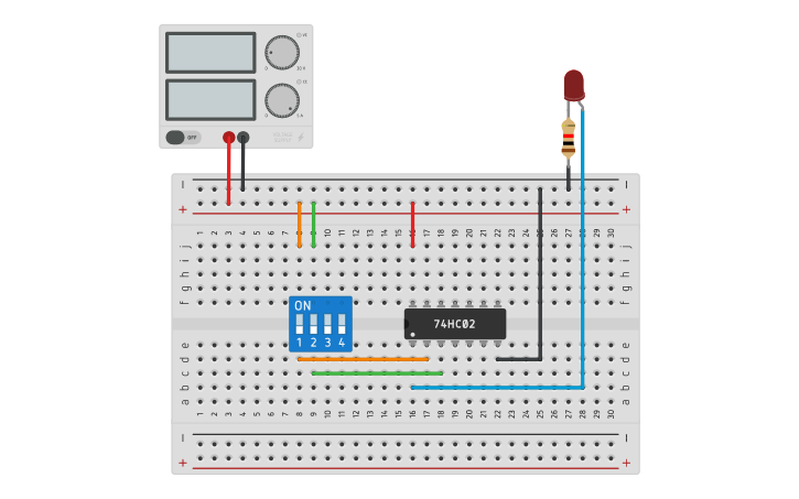 Circuit design QUAD TWO INPUT NOR GATE | Tinkercad