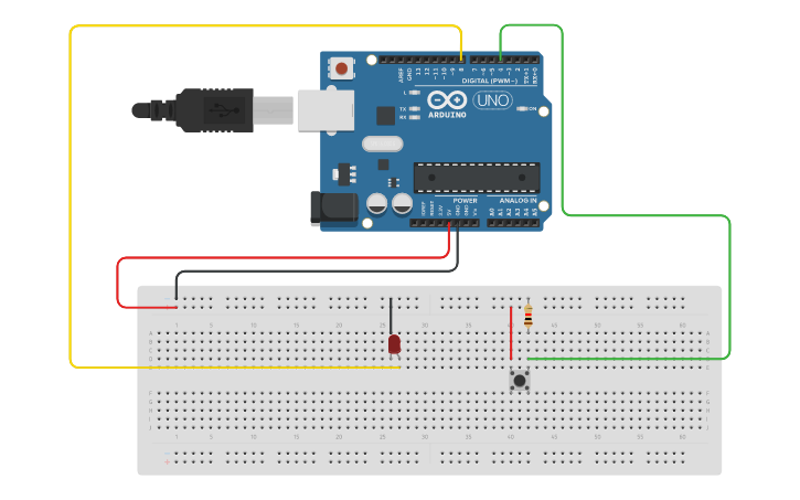 Circuit design Button Click - Tinkercad