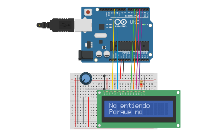 Circuit design LCD + ARDUINO - Tinkercad