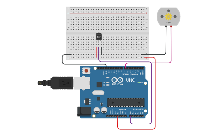 Circuit Design Fan Control Based On Temperature By Arduino Tinkercad