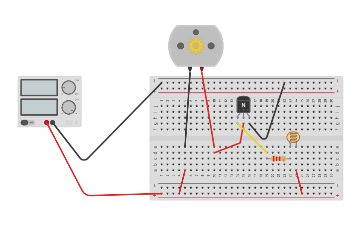 Circuit design motor LDR y transistor - Tinkercad