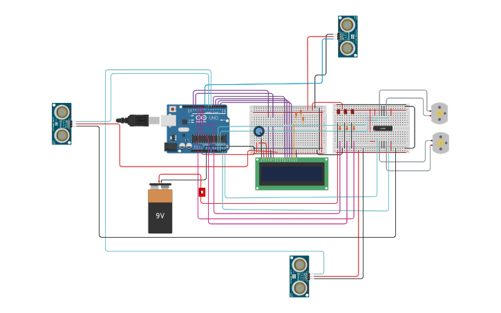Circuit design Obstacle Avoiding Robot - Tinkercad