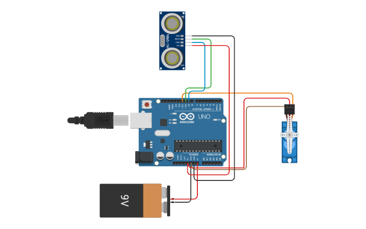 Circuit design Simulacija Rada Radara - Tinkercad