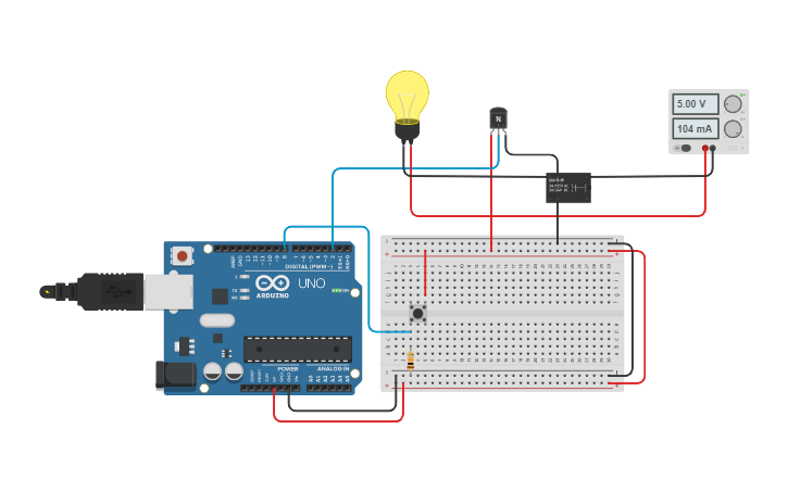 Circuit design Práctica Relé | Tinkercad