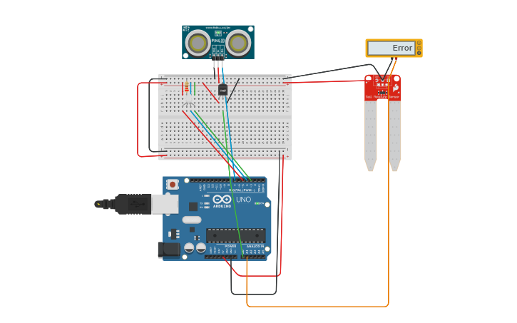 Circuit design Sensor de distância - Tinkercad