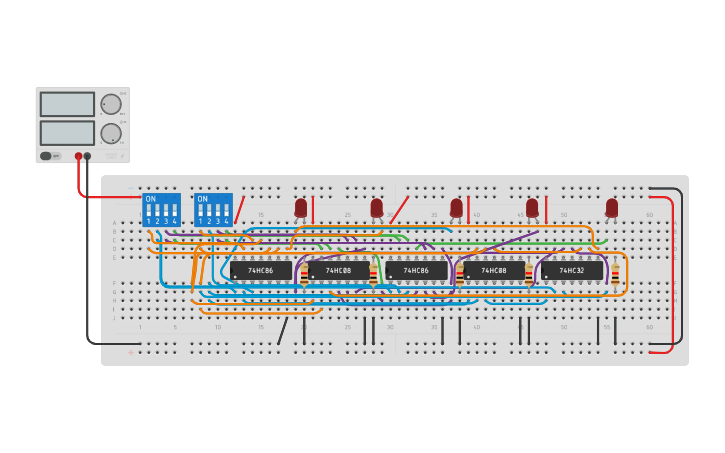 Circuit Design 4 Bit Binary Numbers Adder Tinkercad 4500