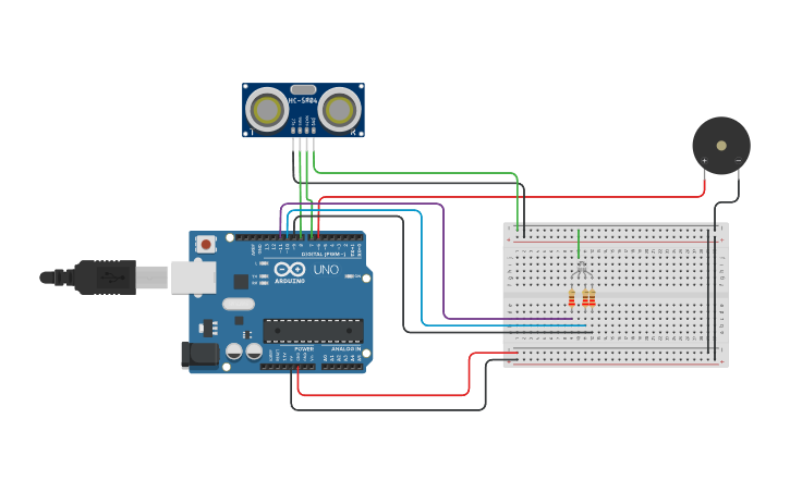Circuit design The Vehicle Reverse Sensing System | Tinkercad
