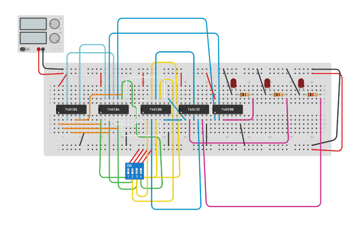 Circuit design 2 BIT COMPARATOR - Tinkercad