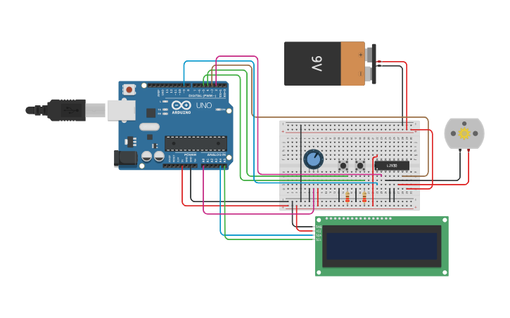 Circuit design CONTROL DE UN MOTOR - Tinkercad