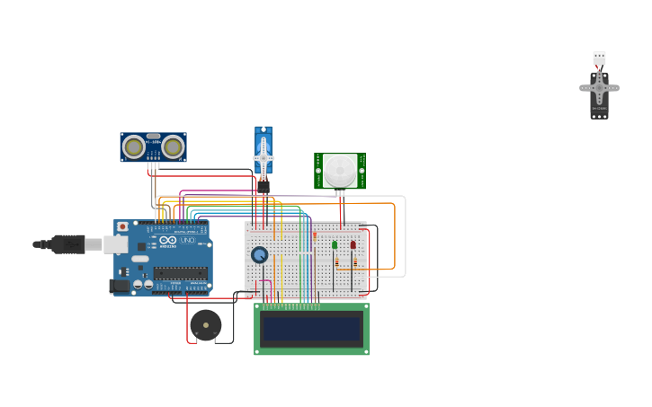 Circuit design AUTOMATIC DUSTBIN - Tinkercad