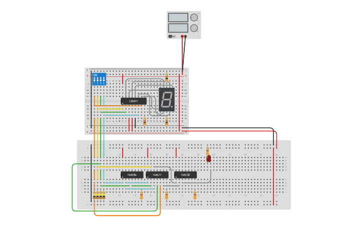 Circuit design Copy of BCD-to-7 segment display - Tinkercad