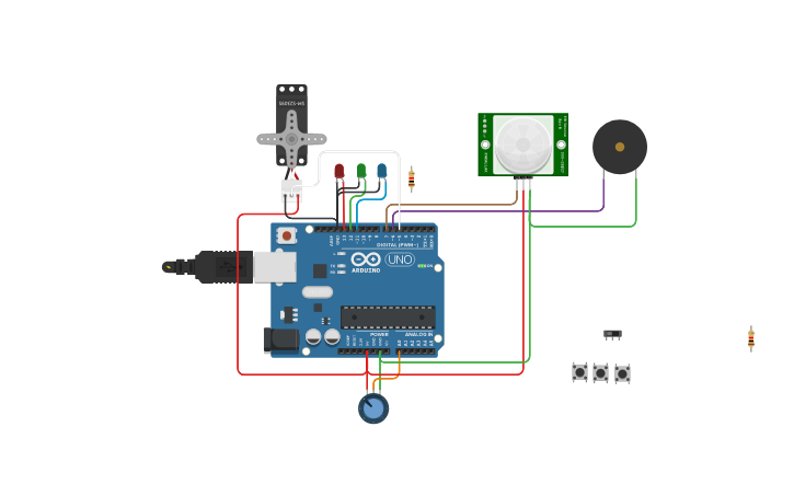 Circuit design Tarea 3 Ejercicio con Servo y Led´s | Tinkercad Circuit design Tarea 3 Ejercicio con Servo y Led´s | Tinkercad