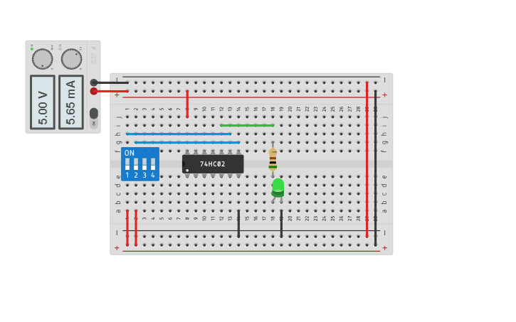 Circuit design NOR Gate 7402 - Tinkercad