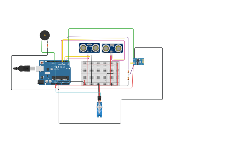 Circuit design IOT Project-Smart Dustbin 19302C0009 - Tinkercad