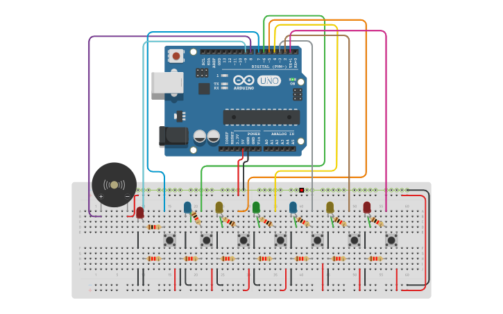 Circuit design reproductor_de_las_notas_musicales | Tinkercad