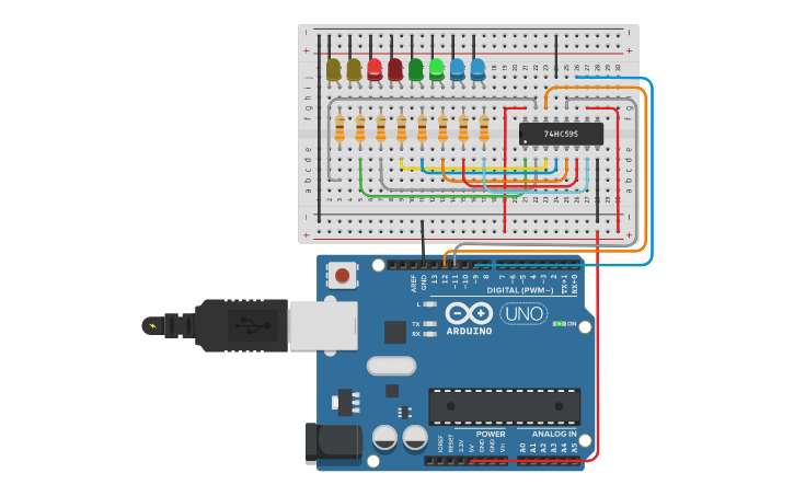 Circuit design Binary Counter - Tinkercad Circuit design Binary Counter - Tinkercad