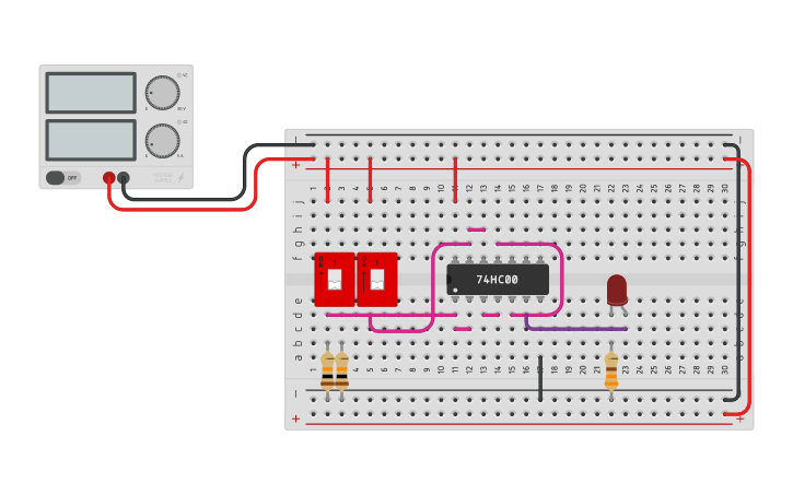 Circuit design Porta OR con NAND | Tinkercad