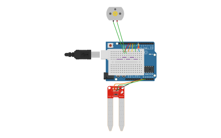 Circuit design Automated plant watering machine | Tinkercad