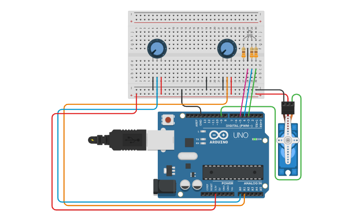Circuit design Water controller - Tinkercad